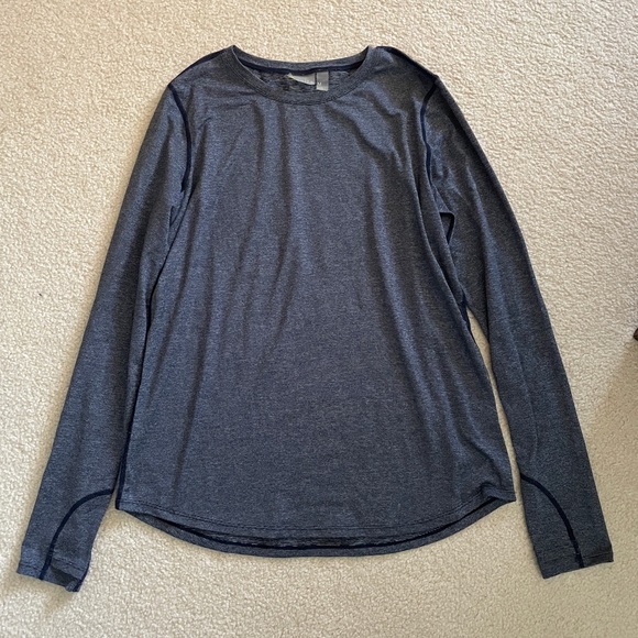 Zella | Tops | Zella Longsleeved Workout Tee In Navy Stripes | Poshmark